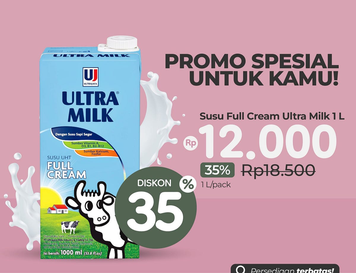 Ultra Milk Susu UHT Full Cream 1L Ultra Milk Full Cream adalah Susu UHT berkualitas untuk ...