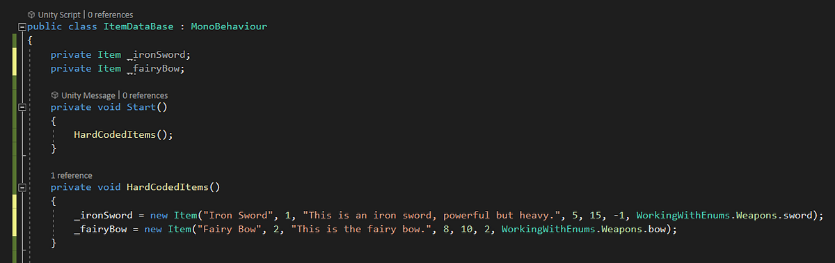 Dev Log 102: Using Custom Classes To Hard Code Item Stats | by Kenny Pruitt | Medium