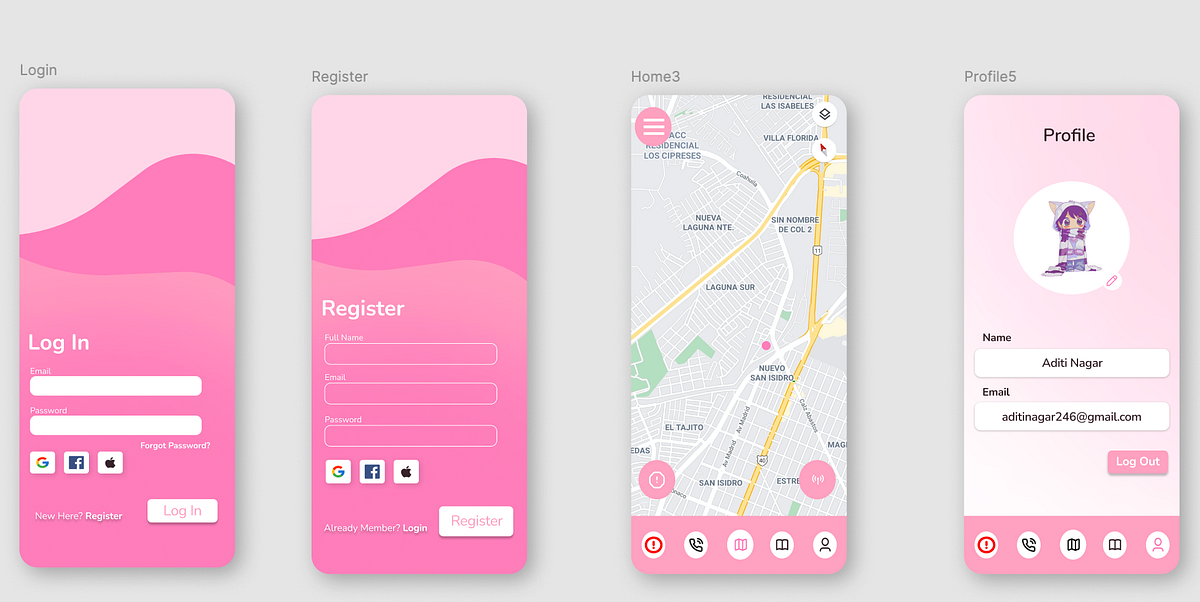 Women’s Safety App — UI Design. Objective | by Aditi Nagar | Medium