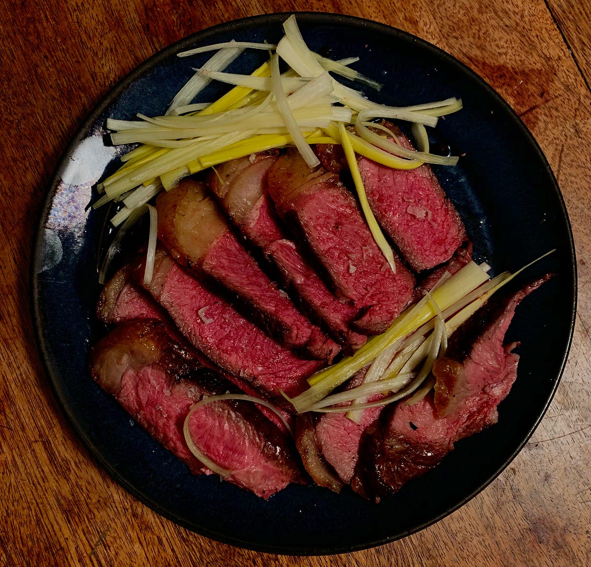 Steak with Pickled Leeks. A deliciously rare, fatty steak with… | by ...
