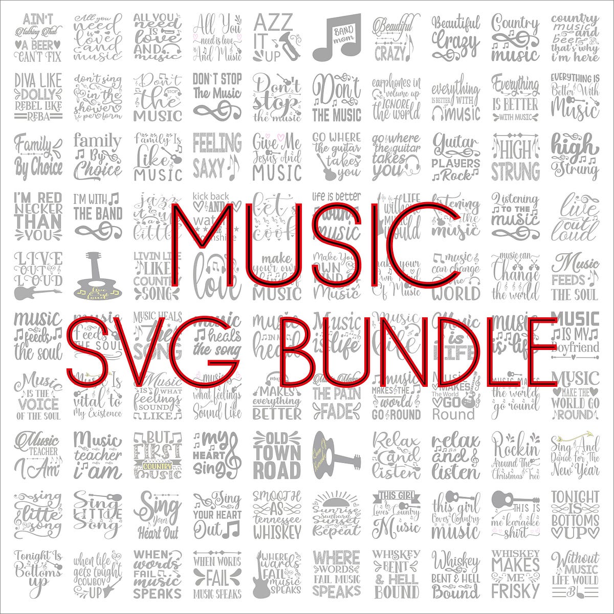 Music SVG Bundle, SVG files for cricut, Digital download, Music PNG ...