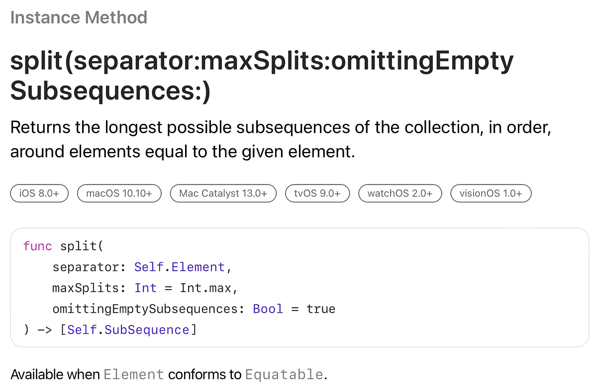 [Swift/Algorithm] Components, split | by Elyot, Kim | Jul, 2024 | Medium