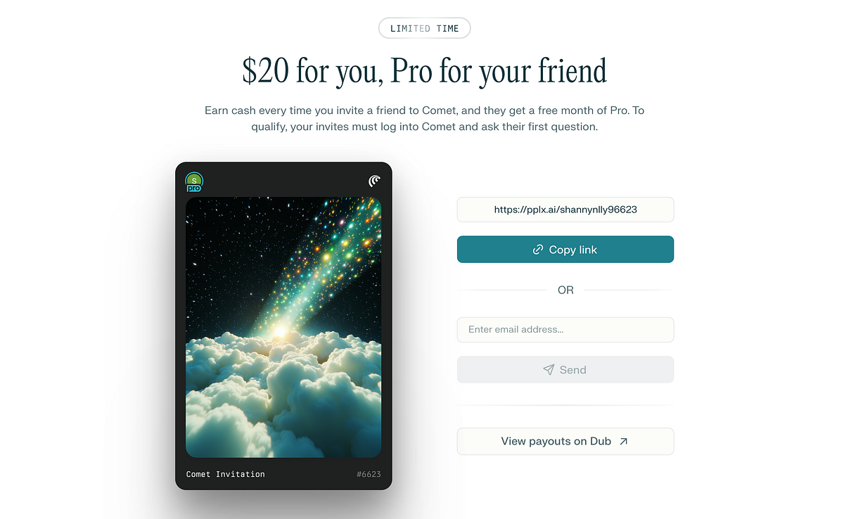 Perplexity is giving you $20 for every friend you invite to their Comet ...
