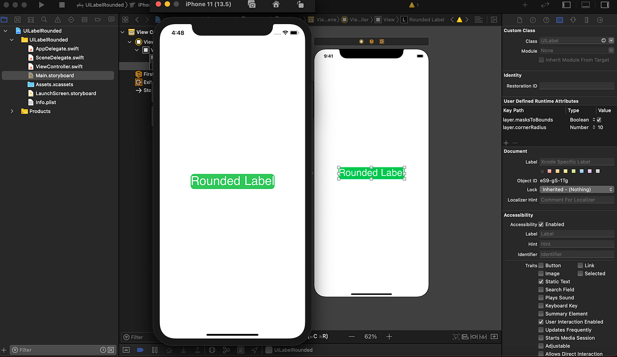 Runtime Rounded Corner UiLabel in Xcode11 | by James Jarrett | Medium