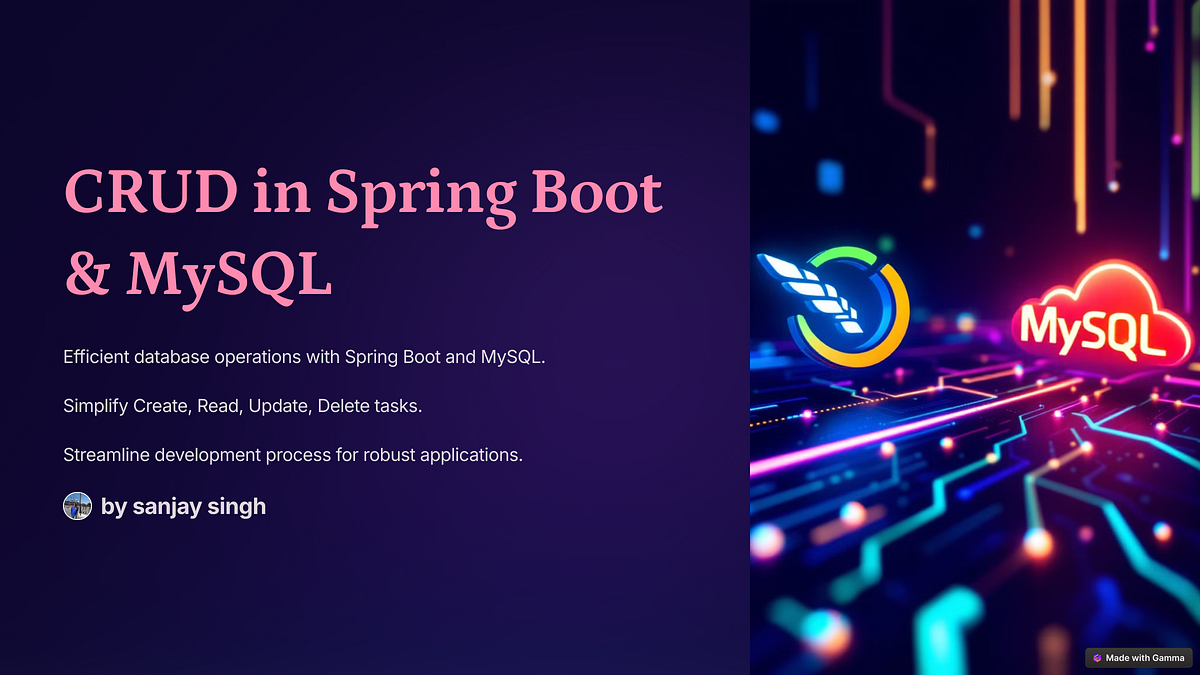 Implementing CRUD Operations in Spring Boot and MySQL | by Sanjay Singh | Medium