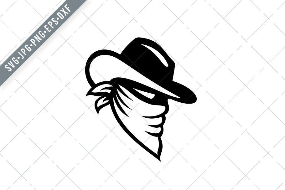 Bandit Wearing Mask SVG -Bandit SVG-Outlaw Cut File-Bandit DXF-Outlaw ...