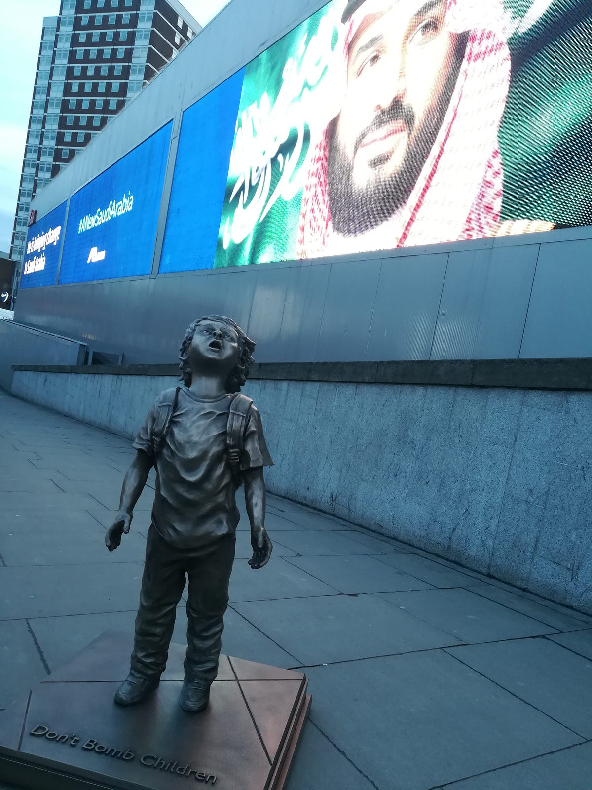 Save the Children unveil child statue outside Parliament as Saudi Crown ...
