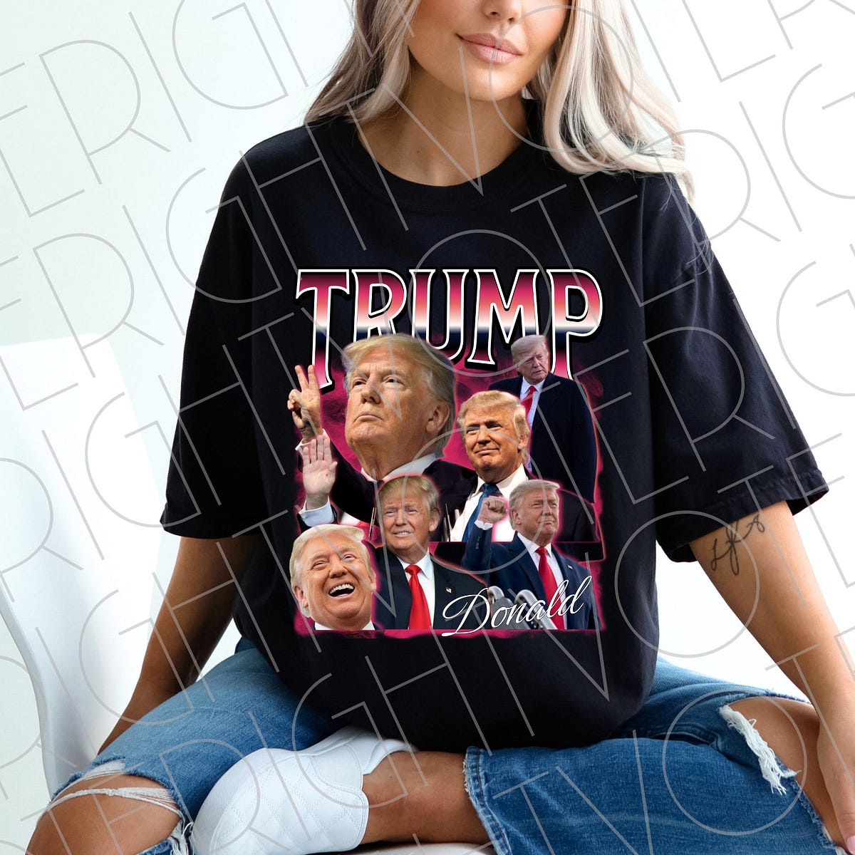 Free Trump Bootleg Shirt PNG, Retro 90s Trump Black Band T-shirt Png ...