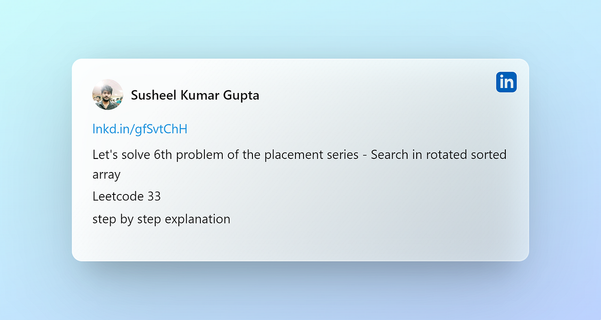 Search in rotated sorted array link for 6th problem : https://www.youtube.com/watch?v ...