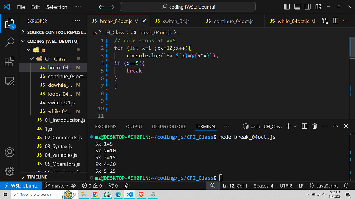 Control Flow in JavaScript: Using Break, Continue, and Switch for Efficient Code | by Muzammil ...