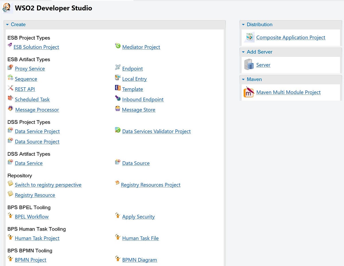 WSO2 Enterprise Integrator (EI) Tooling/ Developer Studio Project Types ...