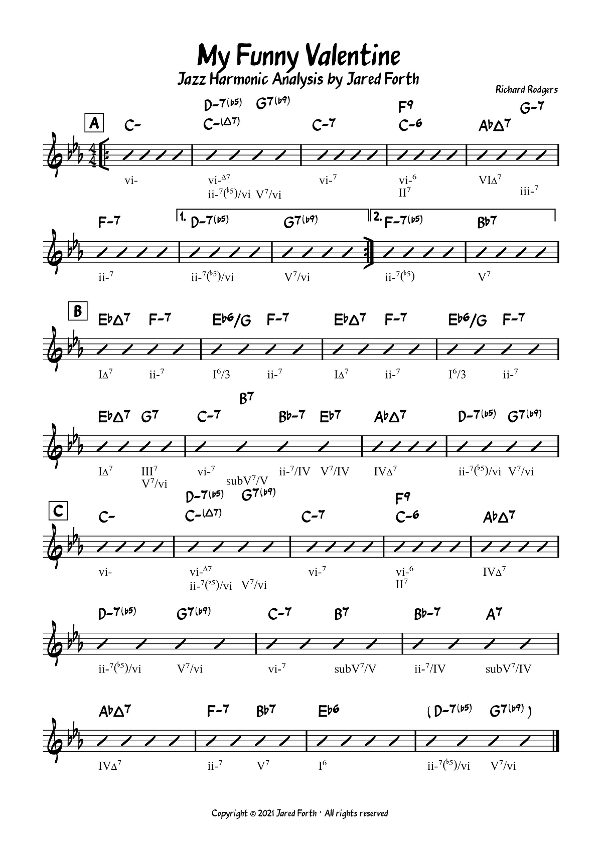 My Funny Valentine: Jazz Harmonic Analysis | by Jared Forth | Jazz ...