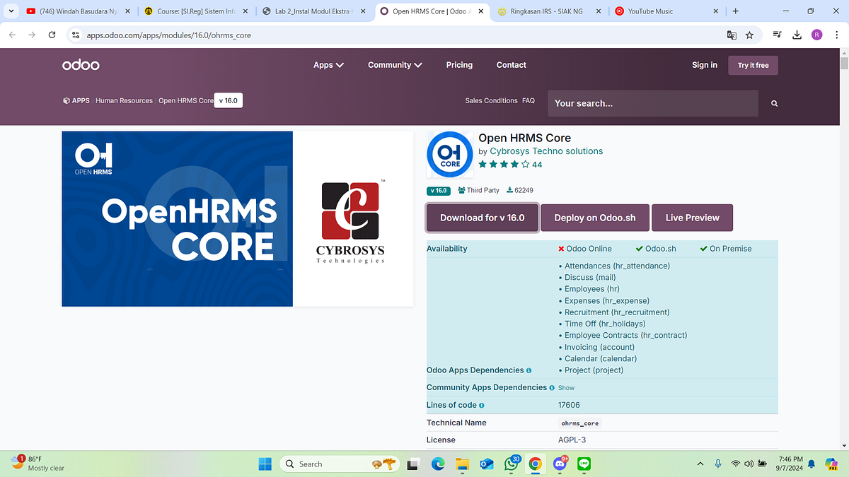 Tutorial Instalasi Modul Ekstra HRIS Odoo 16: Open HRMS Core, Employee Orientation & Training ...
