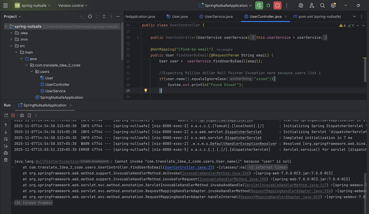 No More NullPointerException: A Spring Boot 4 Story | by Vinodbokare ...