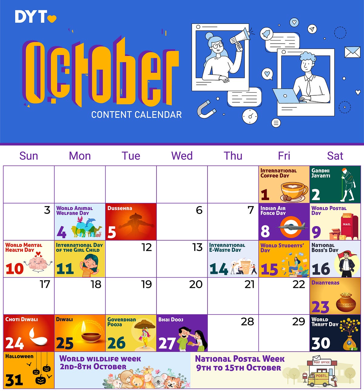 What To Post: October 2022 Content Calendar | by DYT — Do Your Thng ...