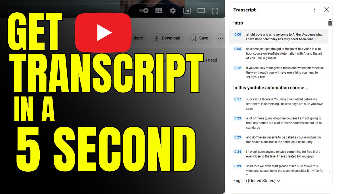 How To Get Transcript From YouTube Video (2024) — Get Transcript From ...