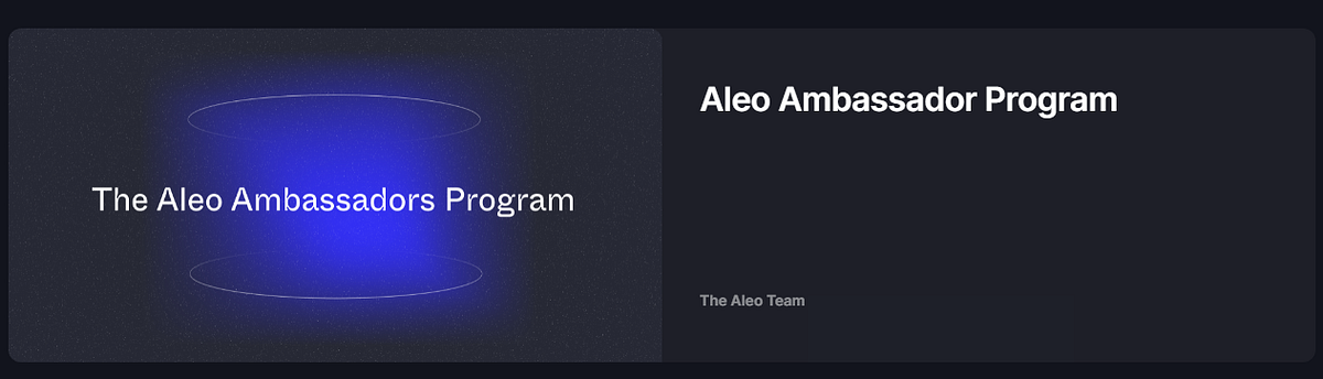 Aleo Ambassador program!. Today, we are officially launching the… | by ...
