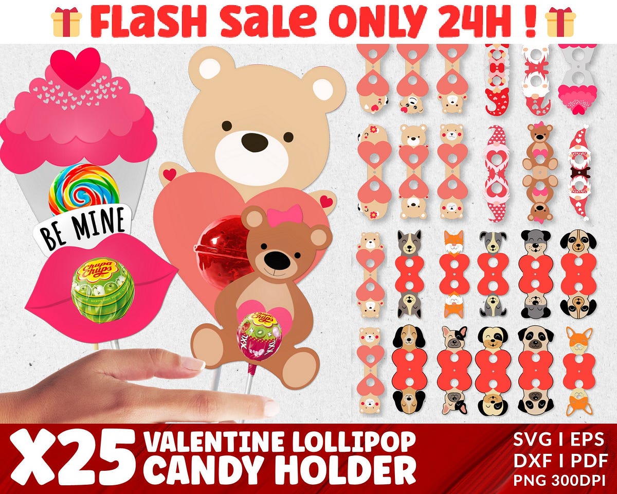 Valentine Lollipop Holder SVG, Valentines Day Lollipop Holder Cut File ...