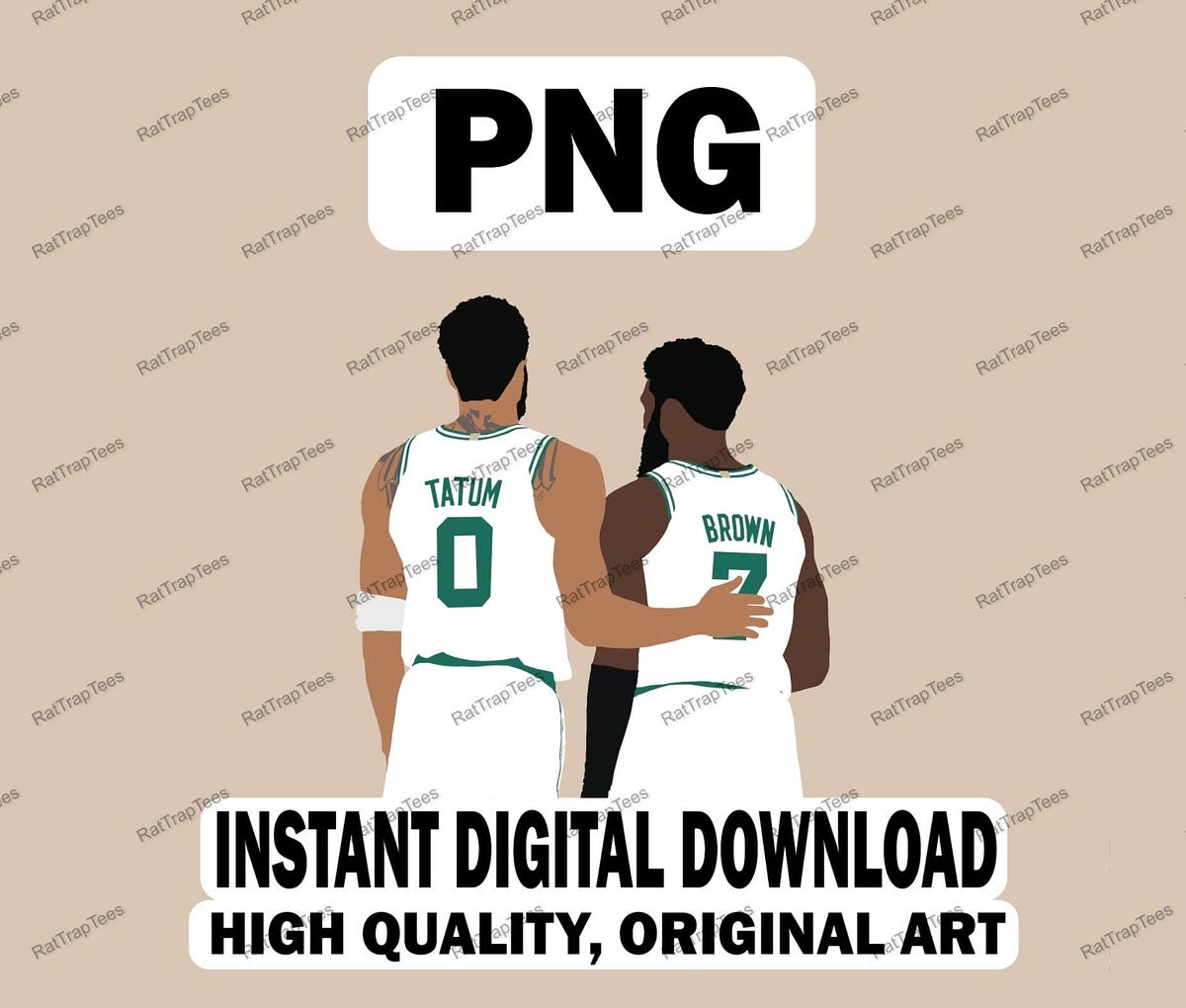 Jayson Tatum and Jaylen Brown Back-To PNG File (High Quality, Digital ...