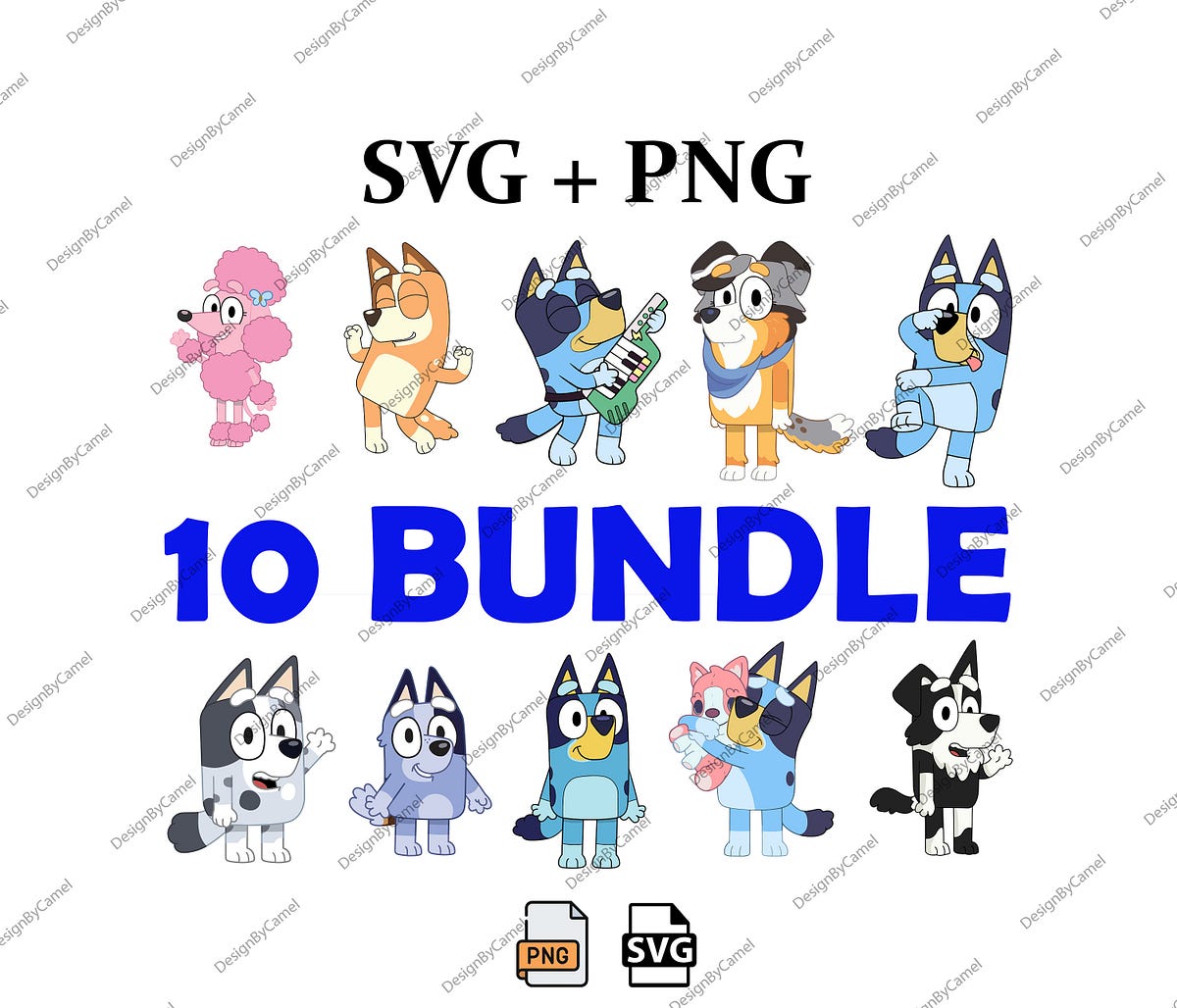 Bluey Dog Bundle Png, 10 Bluey Dog Png, Bluey FriendsPng, Bluey Bingo ...