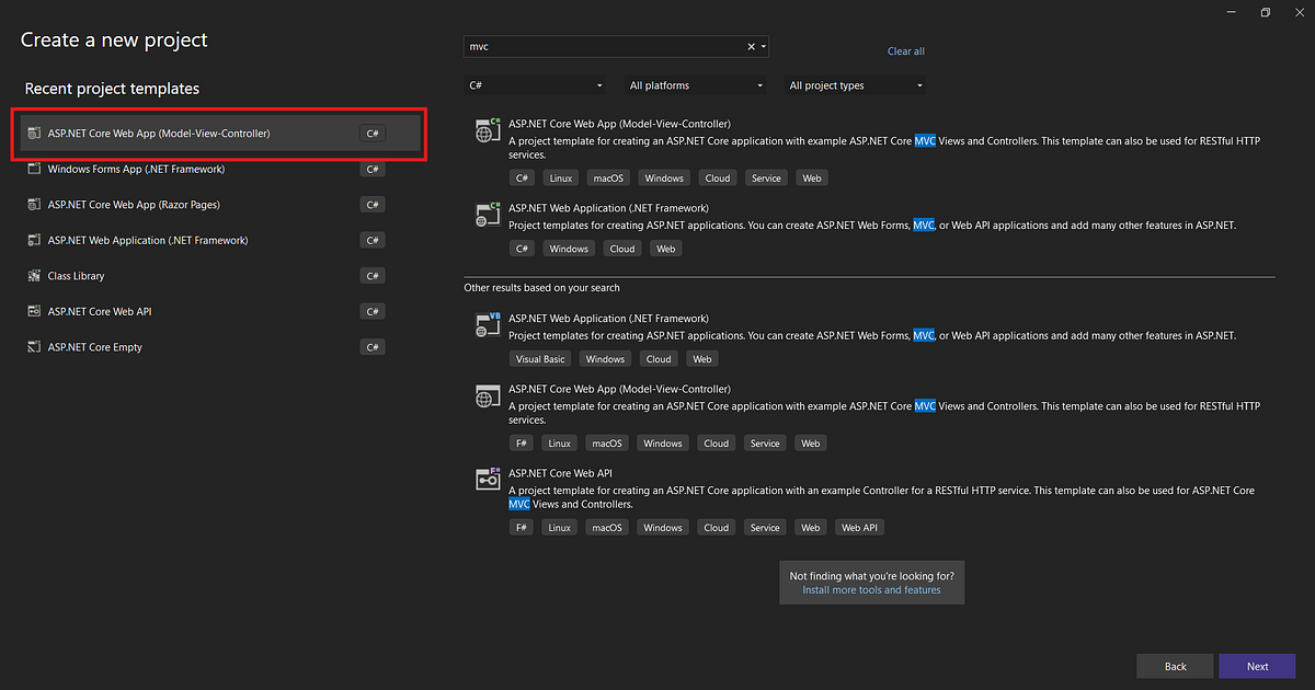 Creating an MVC project with .net n-tier architecture and DataFirst ...