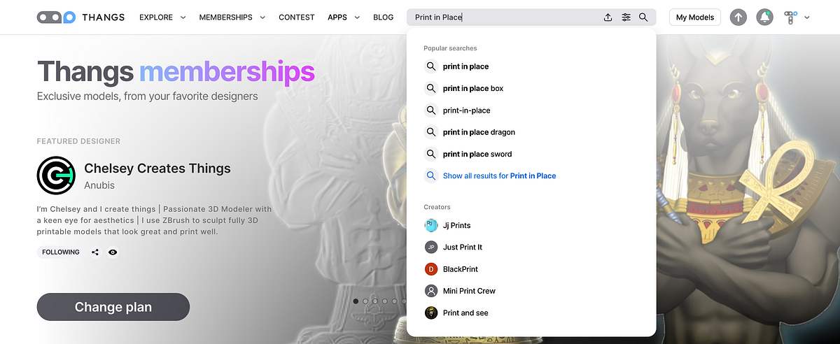 Thangs.com Search: Autocomplete speed increase, popular searches, and ...