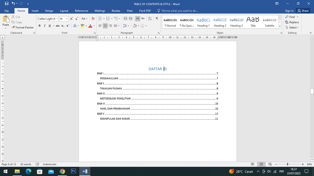 (WORD) Table of contents & Style, Membuat daftar isi - Hidayatul Rizky ...