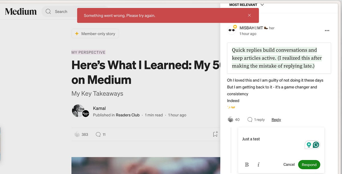 Why I Couldn’t Reply to Comments Today - Readers Club - Medium