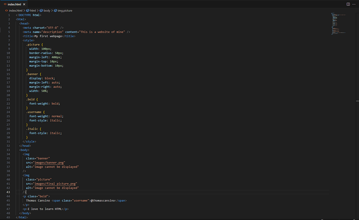[DAY 2] Playing Around With HTML & CSS | by Thomas Cansino | May, 2024 ...