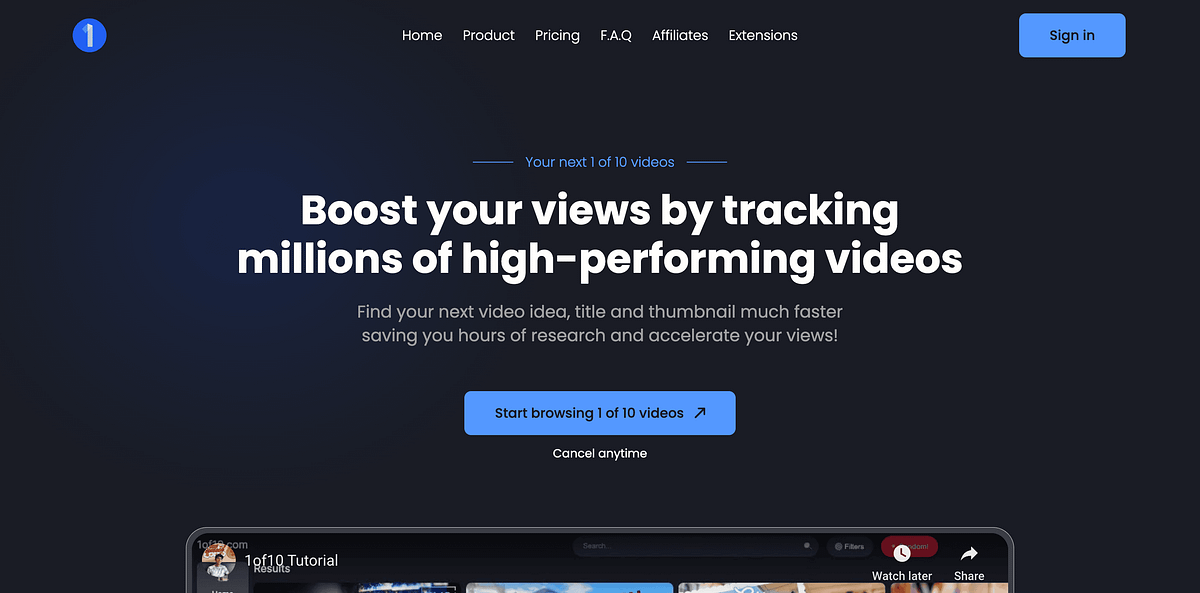1of10 Review: Find Viral YouTube Video Ideas In Minutes | Medium