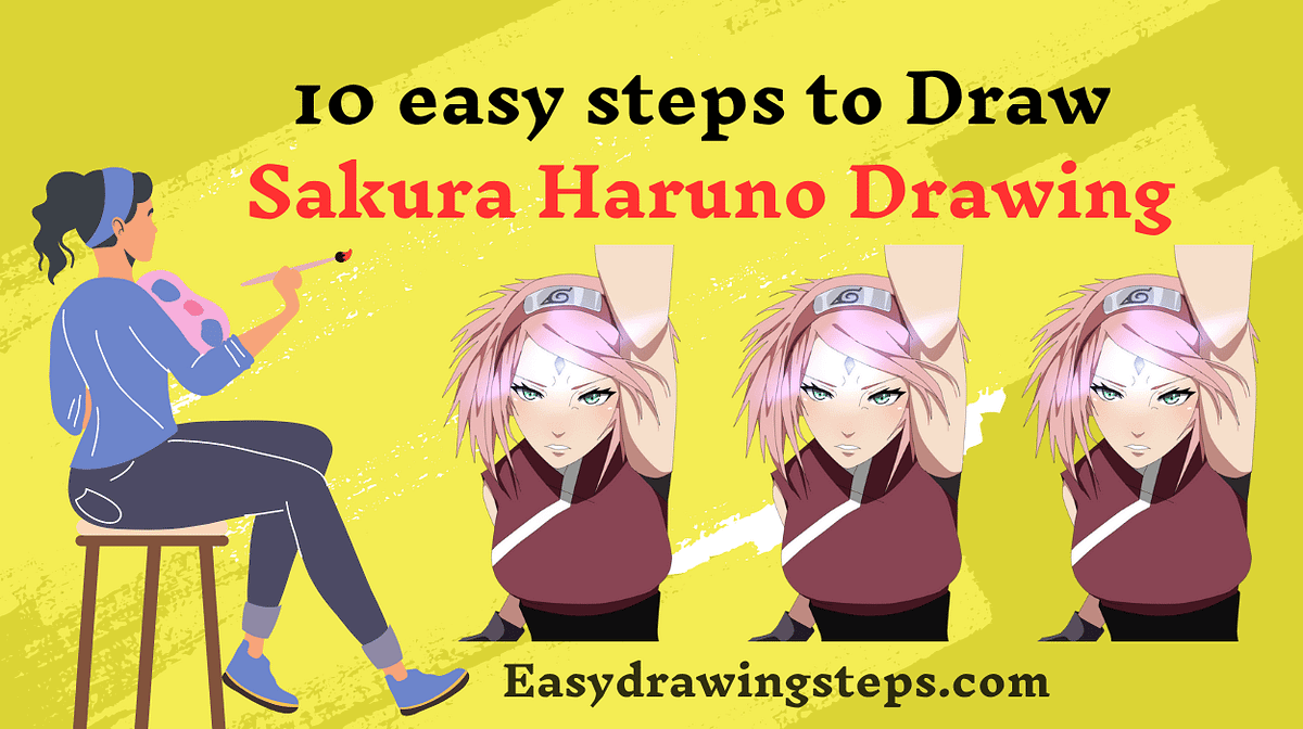 10 easy steps to draw Sakura Haruno Drawing | by Sagar rukmana patil ...