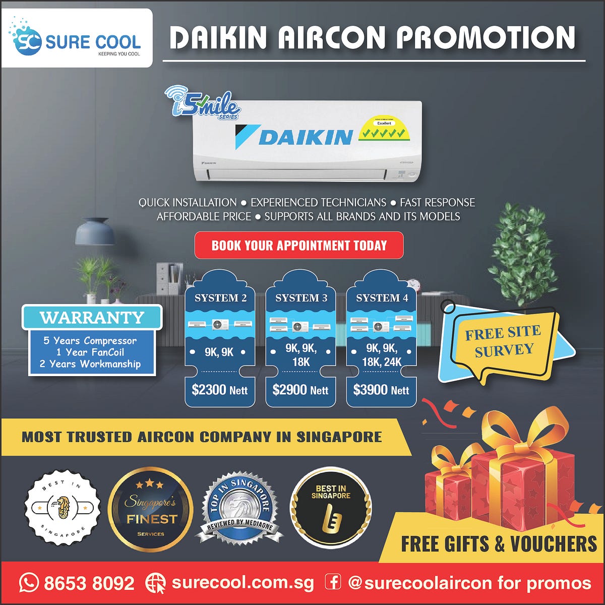Daikin System 3 MKS50TVMG / CTKS25TVMG X 2 / CTKS35TVMG - Inga - Medium