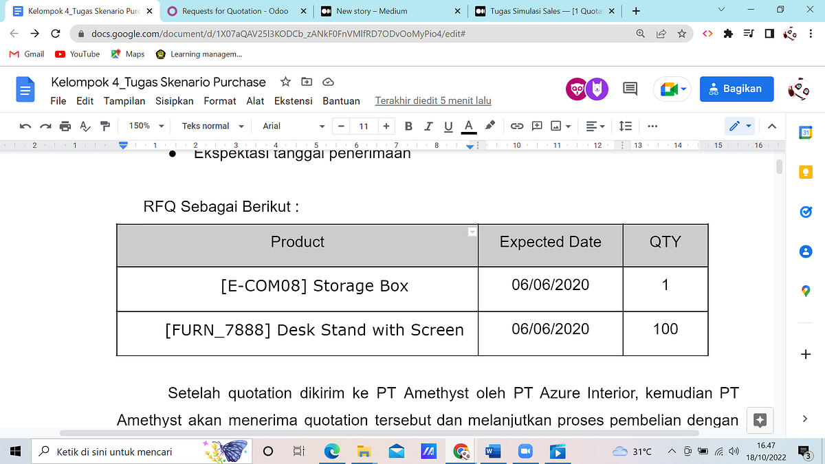 Tugas Simulasi Purchase-[1 RFQ, 1 PO, 2 Receipt] Odoo 14 | by Nadiarezatsuroyya | Medium