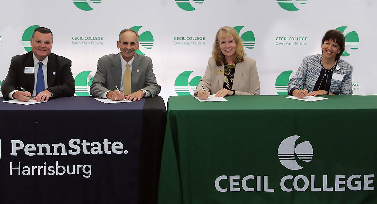 Cecil College, Penn State Harrisburg sign ECA articulation agreement | by Cecil College | Medium
