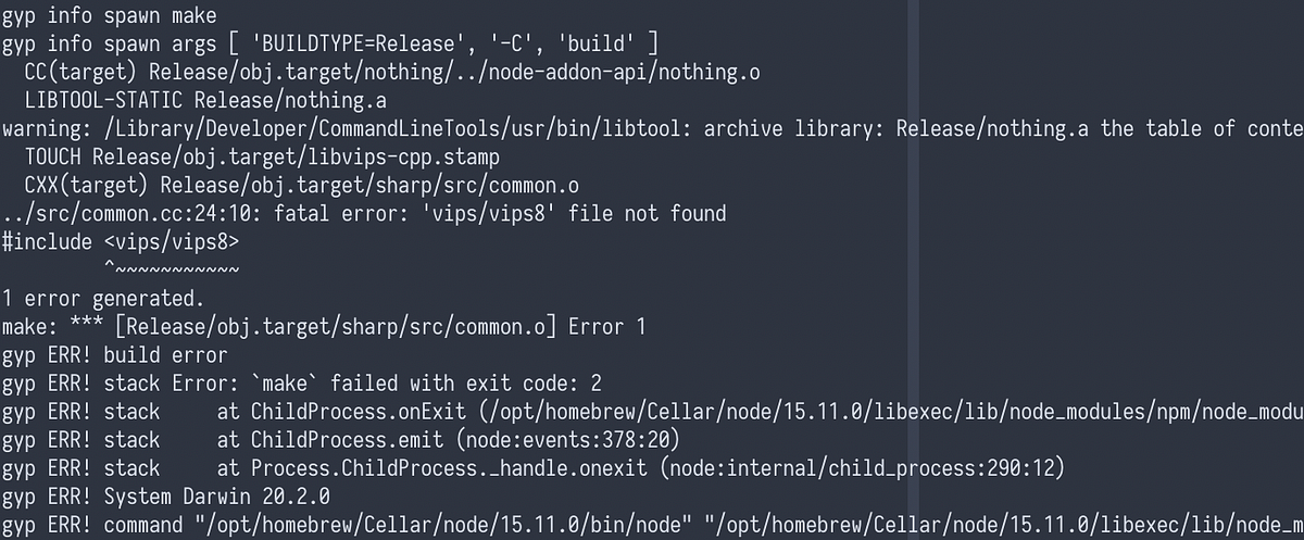 Gatsby Build Error When Building Sharp on Apple M1 with Homebrew - Marco Enrico - Medium