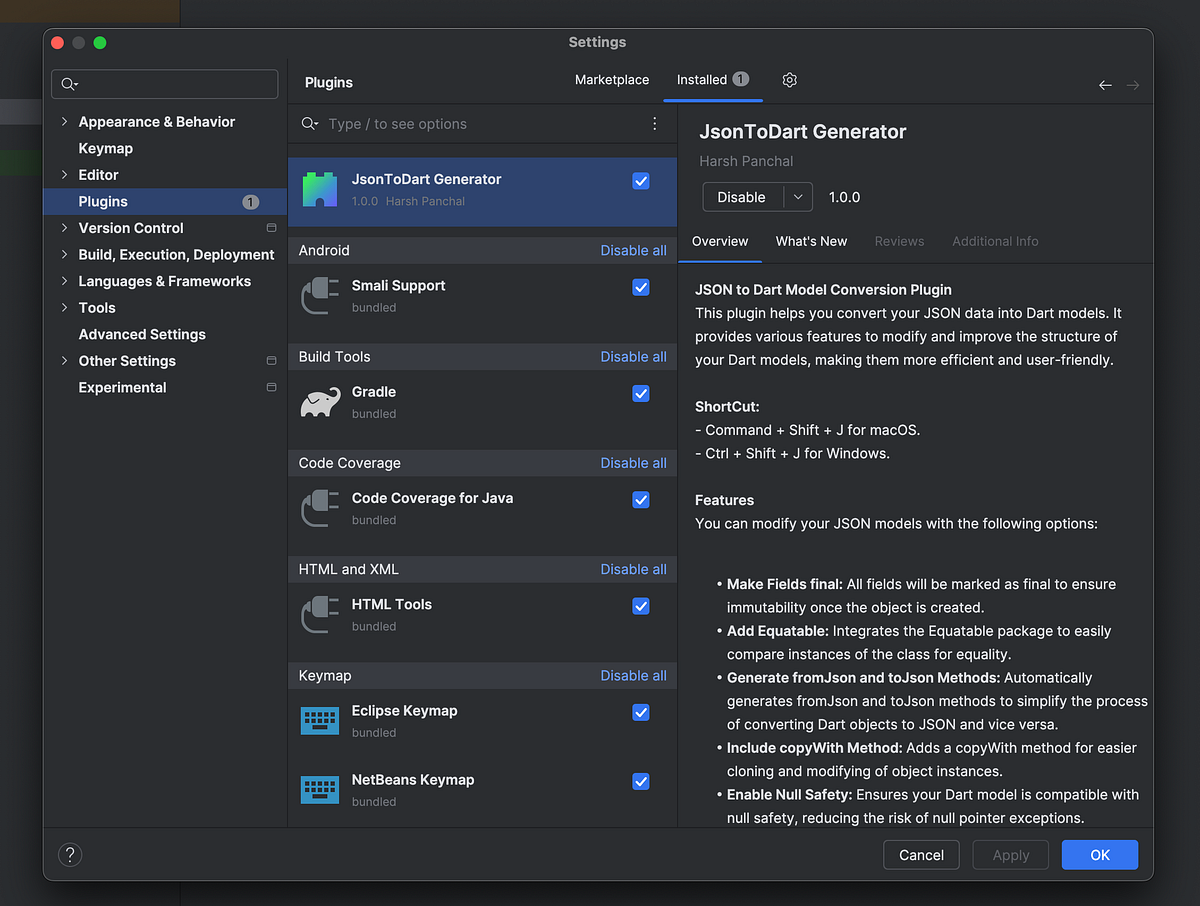 JsonToDart Generator Plugin: Simplifying Model Creation for Flutter Developers | by Harsh ...