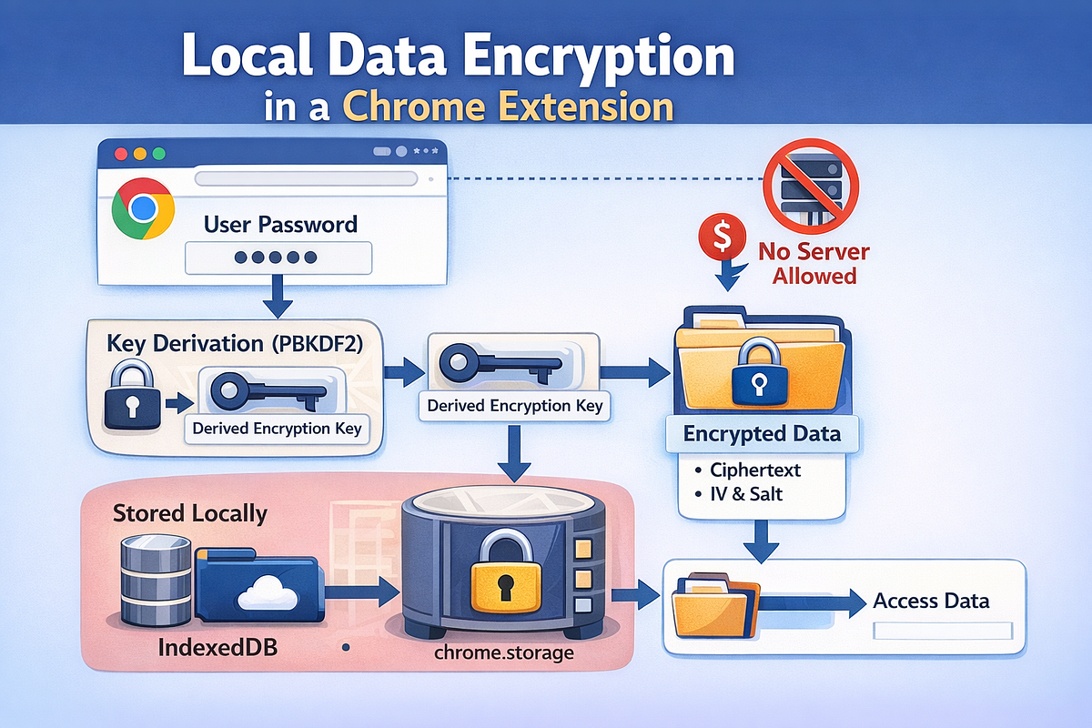 Securely encrypting data in a Chrome Extension without sending it to a ...