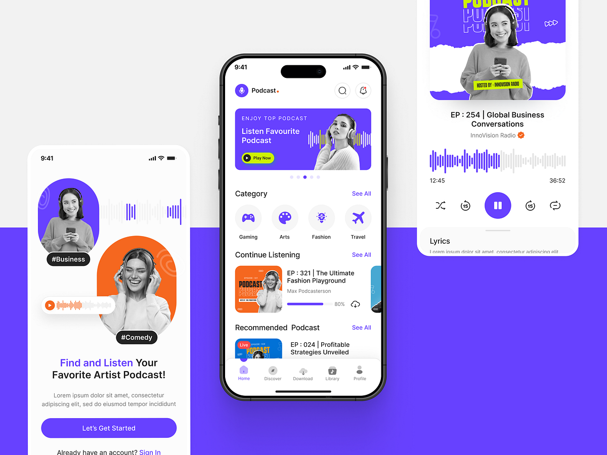 Podcast Mobile App UIUX Design | Figma | App Design - Insightlancer ...
