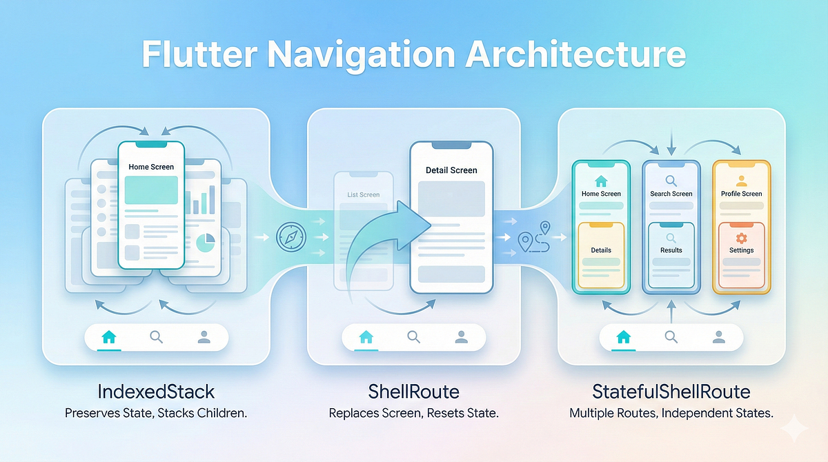 IndexedStack, ShellRoute, and StatefulShellRoute in Flutter (GoRouter ...