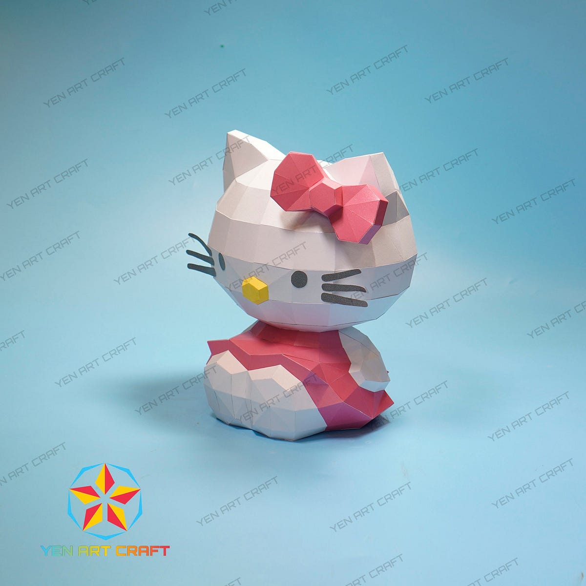 3D Papercraft Kawaii Kitty PDF, SVG Template, 3D Kitty Paper Craft, Diy Craft Kit, Low poly ...