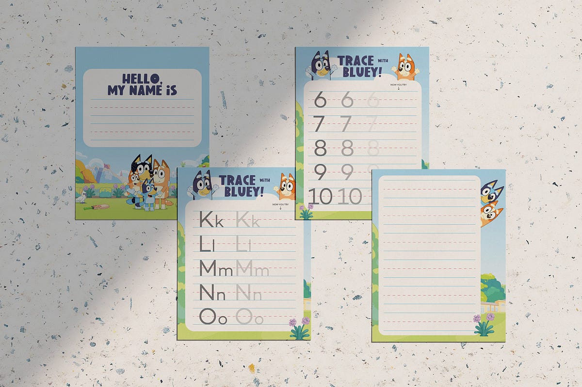 Bluey Alphabet Numbers Preschool Kindergarten Printable Worksheet ...