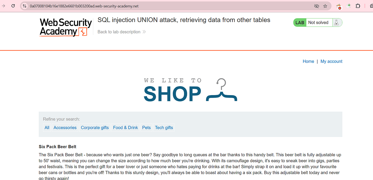 SQLインジェクションUNION攻撃、他のテーブルからデータを取得する – Portswigger from infosecwriteups.com - バナナフロント