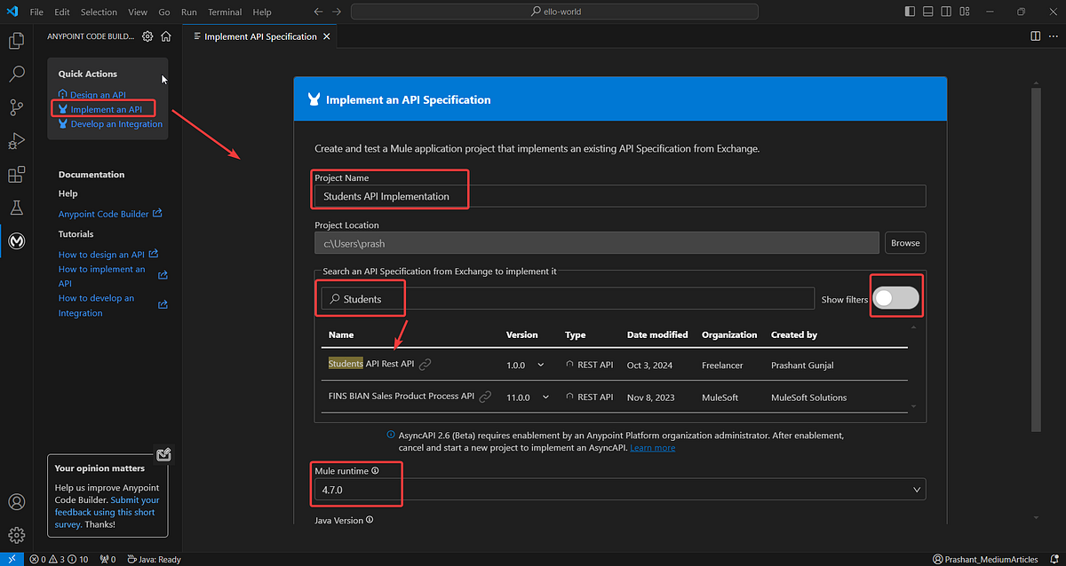 Anypoint Code Builder for Desktop IDE: Part 2— Implement an API | by Prashant Gunjal | Oct, 2024 ...