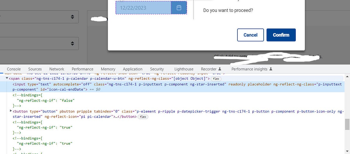 P Calendar Angular Component Not Showing Date In The Dom Selenium C