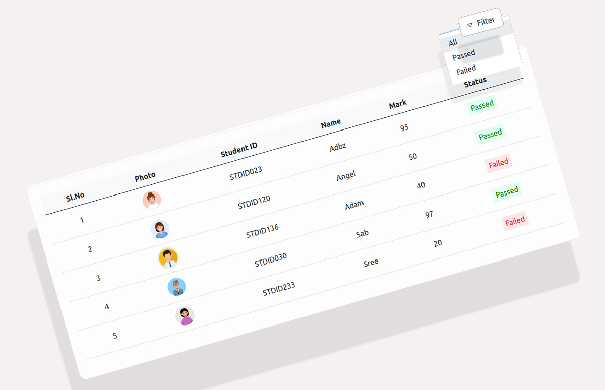 Building a Table Filter using Bootstrap and JavaScript | by Adeeba M | Medium