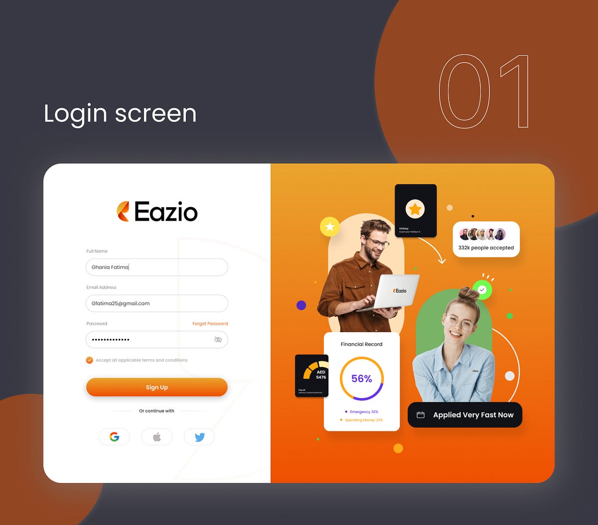 Login screens UI - Fatima Ghania - Medium