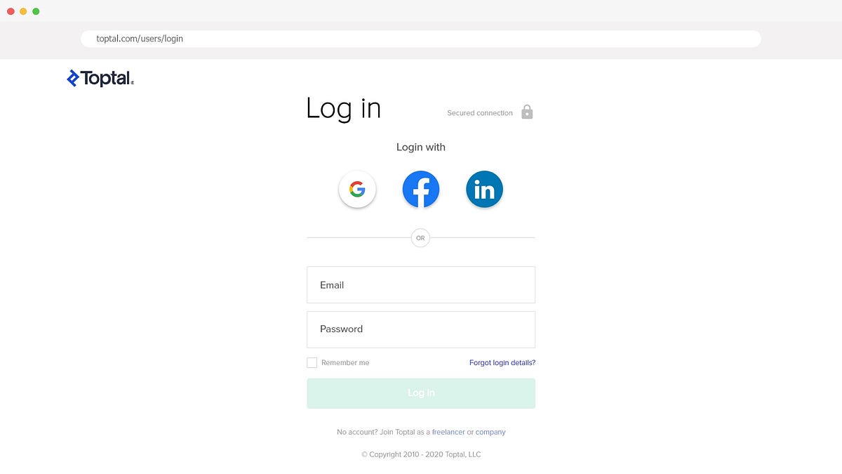 What's wrong and what's right with Toptal’s login page | by Rob ...