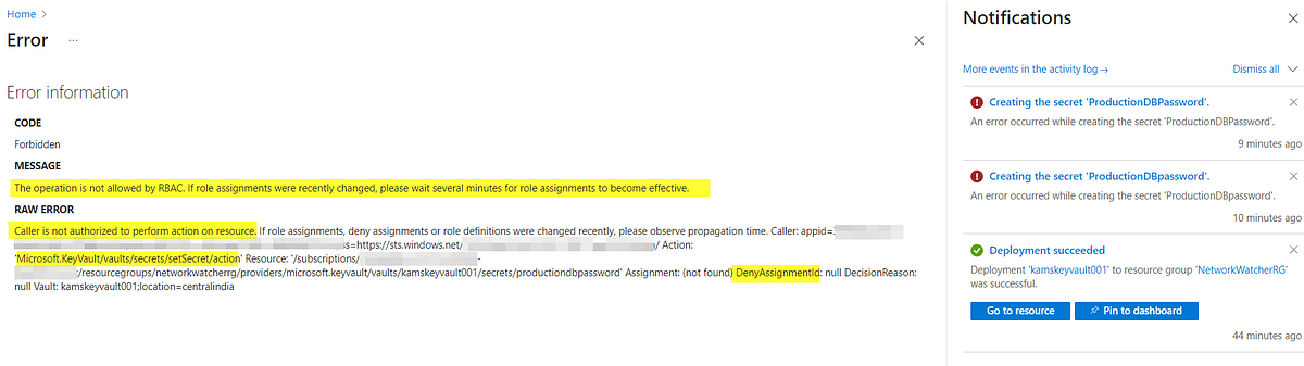 Azure Resource — Raw Error: Caller is not authorized to perform action on resource - R Hari ...