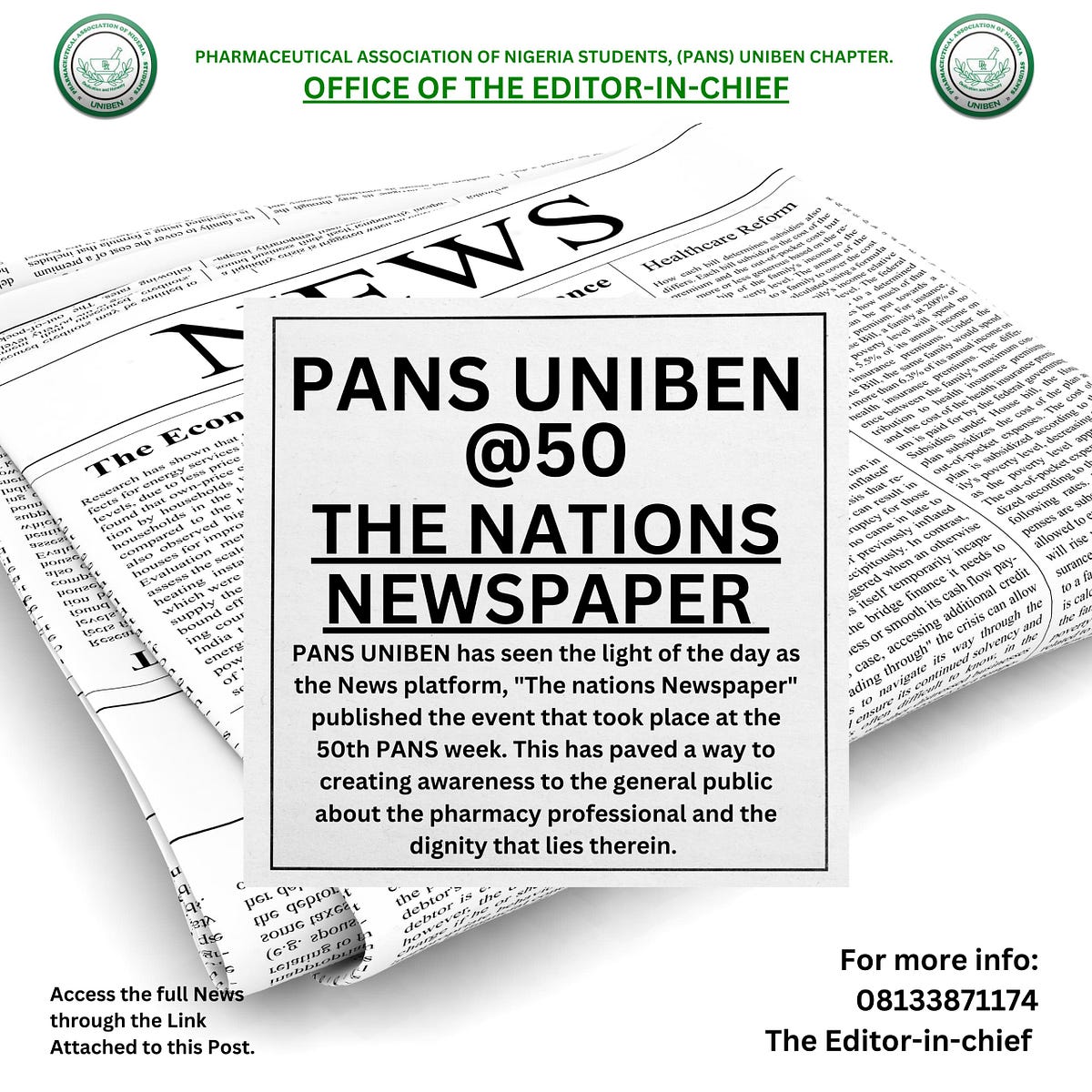 PANS UNIBEN makes the news! PHARMACEUTICAL ASSOCIATION OF NIGERIA ...