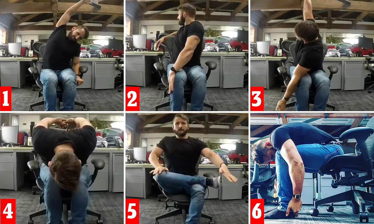6 exercises (under a minute) to improve flexibility while sitting at ...